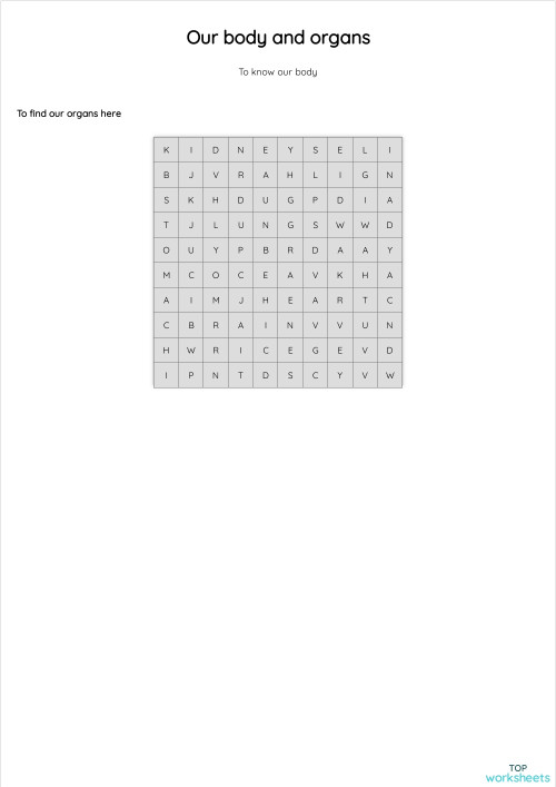 Our body and organs. Interactive worksheet | TopWorksheets