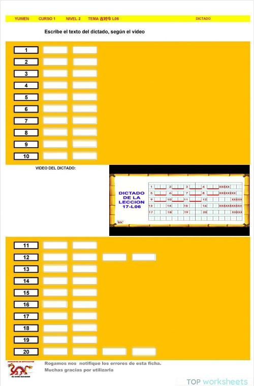 Chino mandarin primaria (YUWEN), TEMA 古对今 L06 -D. Ficha interactiva ...