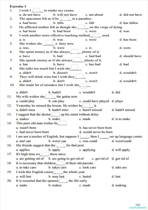SUBJUNCTIVE 01. Interactive worksheet | TopWorksheets