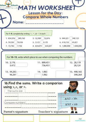 W2_Compare whole numbers. Interactive worksheet | TopWorksheets