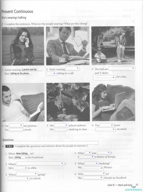 BEGINNER 13- PRESENT CONTINUOUS. Interactive worksheet | TopWorksheets