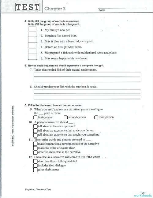 English Chapter2. Interactive worksheet | TopWorksheets