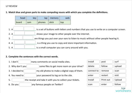 Computer vocabulary. Interactive worksheet | TopWorksheets