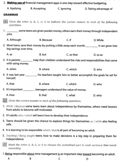 GRADE 11 - TEST UNIT 8. Interactive worksheet | TopWorksheets