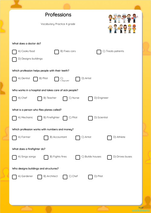 Professions. Interactive worksheet | TopWorksheets
