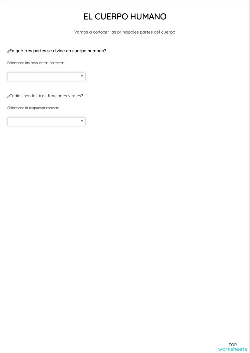 EL CUERPO HUMANO. Ficha interactiva | TopWorksheets