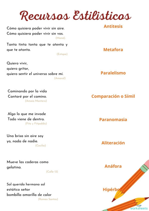 Recursos Estilisticos. Ficha interactiva | TopWorksheets