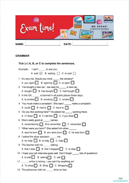 QUICK 8 INTER PLUS. Interactive worksheet | TopWorksheets