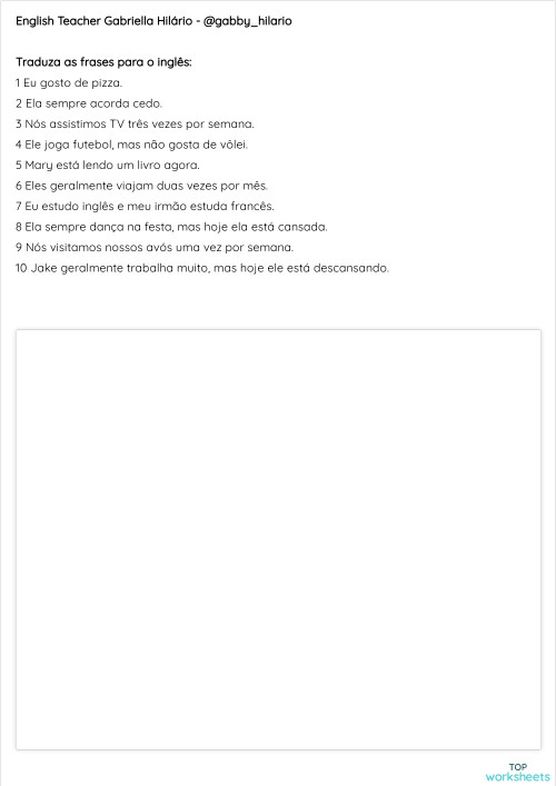 Writing - Present Simple. Ficha interativa | TopWorksheets