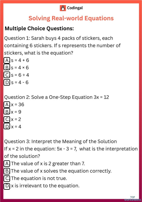 M_G06M08L35_WA01_Solving_Real-world_Equations_3. Interactive worksheet | TopWorksheets