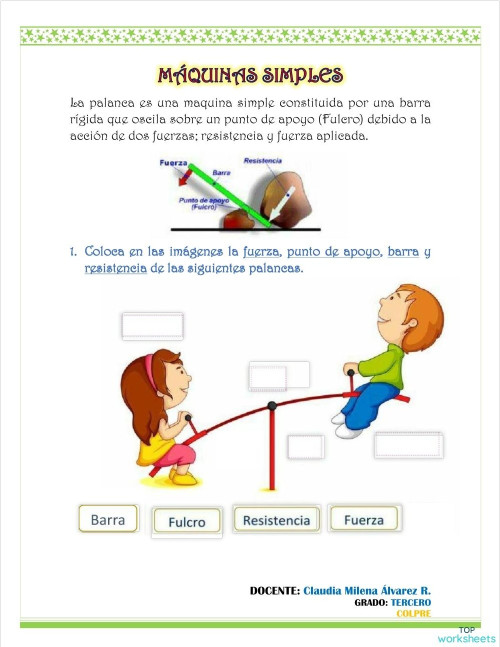 Guí didáctica máquinas simples. Ficha interactiva | TopWorksheets