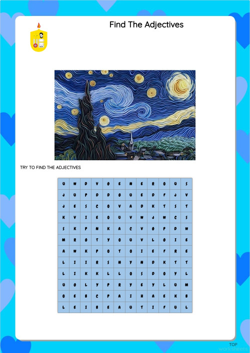 Find The Adjectives. Interactive worksheet | TopWorksheets