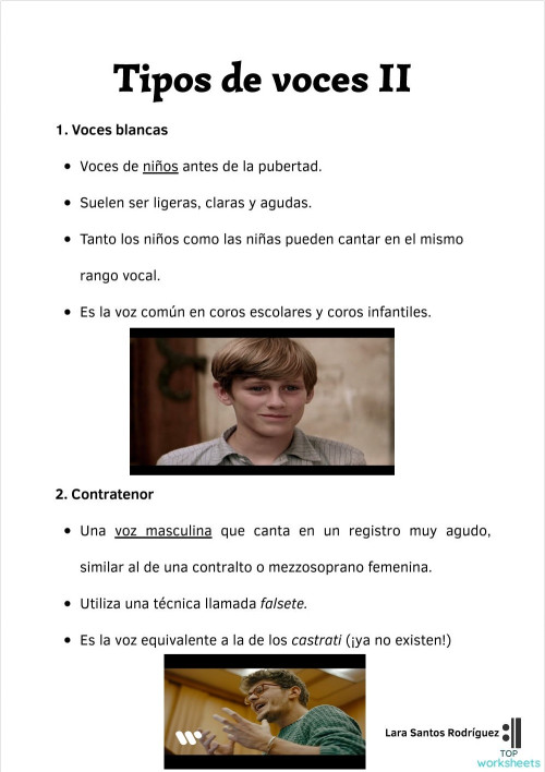 TIPOS DE VOCES II. Ficha interactiva | TopWorksheets