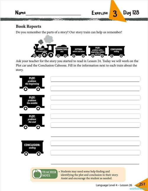 Lesson 26: Pg 257 Book Reports Ex 3. Interactive worksheet | TopWorksheets