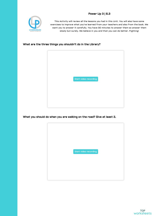 Power Up 3 | 6.3. Interactive worksheet | TopWorksheets