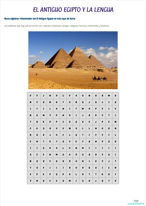EL ANTIGUO EGIPTO Y LA LENGUA. Ficha interactiva | TopWorksheets