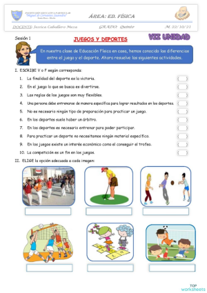EL JUEGO Y EL DEPORTE - 5°. Ficha interactiva | TopWorksheets