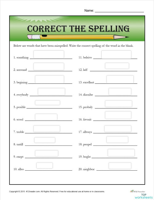 Spelling Review 1. Interactive worksheet | TopWorksheets