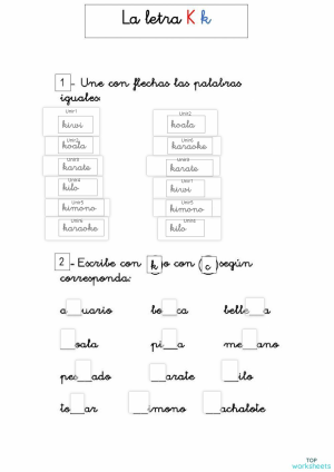 Palabras Con La Letra K Actividades Y Ejemplos Para Nios Palabras