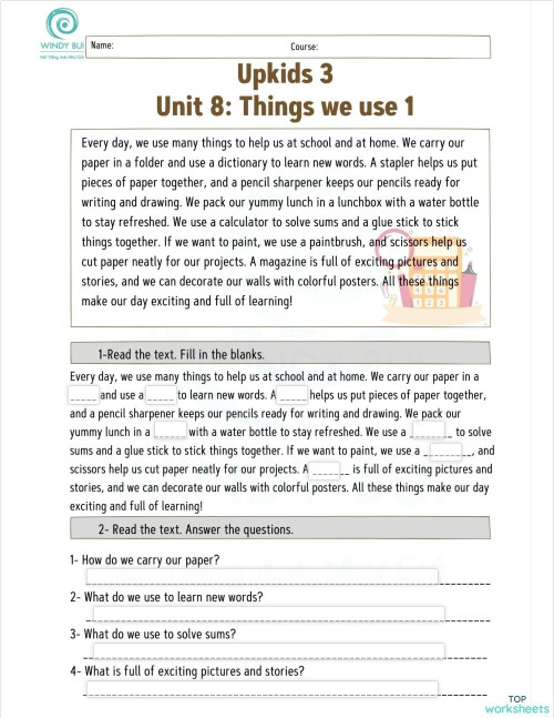 Upkid3 Reading unit 8. Interactive worksheet | TopWorksheets