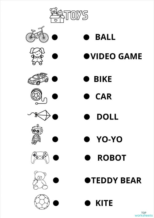 Toys-match. Interactive worksheet | TopWorksheets
