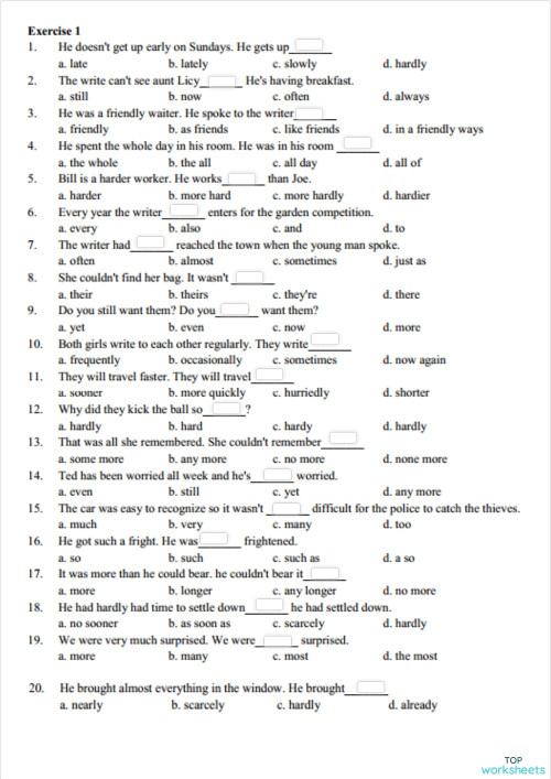 ADVERBS 01. Interactive worksheet | TopWorksheets