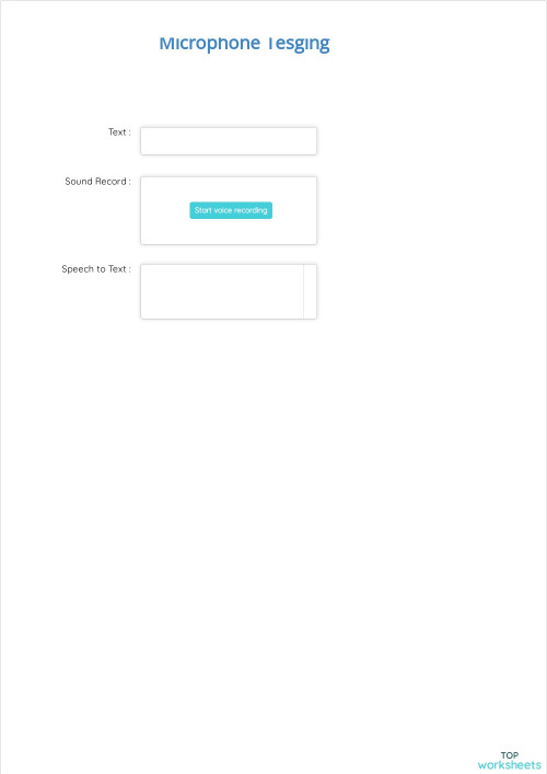 Microphone testing ใบงานเชิงโต้ตอบ | TopWorksheets