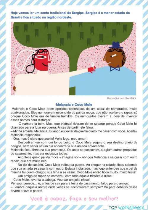 Leitura: Conto popular Melancia e Coco Mole. Ficha interativa ...