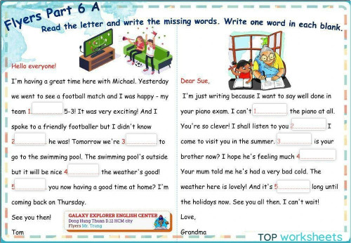 Flyers Part 7 Practice A. Interactive worksheet | TopWorksheets