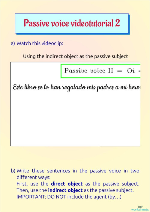 Passive voice tutorial 4 - Od as passive S. Interactive worksheet ...