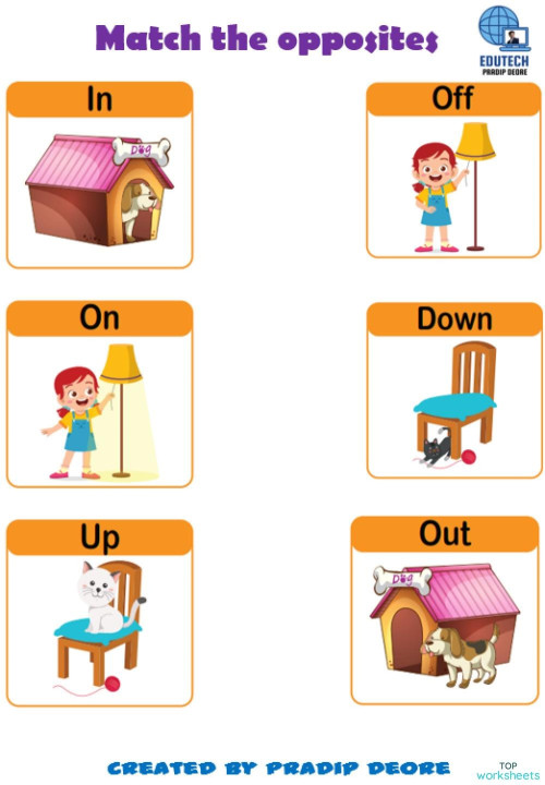 Opposites words Matching. Interactive worksheet | TopWorksheets