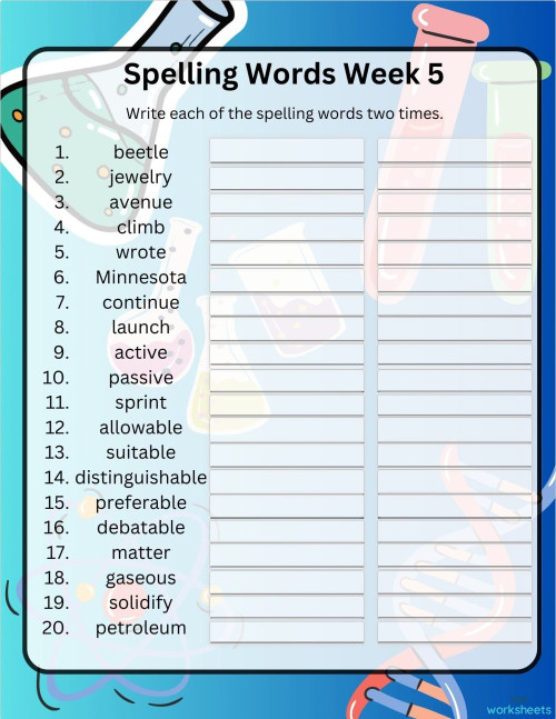 Spelling Words 5.1. Interactive worksheet | TopWorksheets