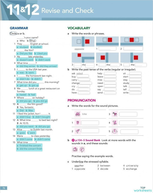 12A&12B review. Interactive worksheet | TopWorksheets