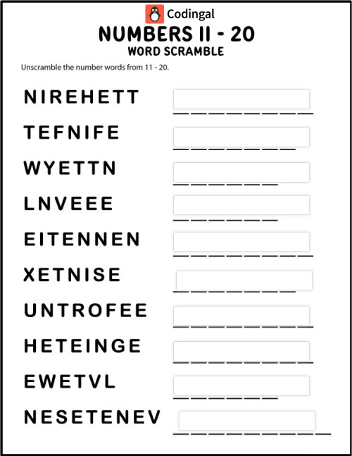 M_G01M01L02_WE02_Write number names upto 20. Interactive worksheet | TopWorksheets