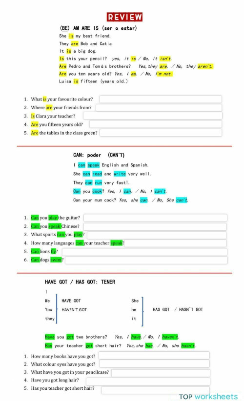 Review. Interactive worksheet | TopWorksheets
