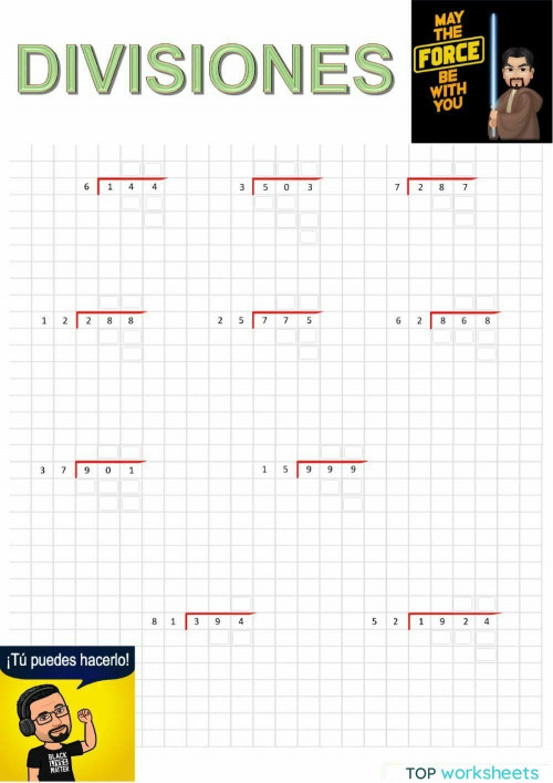 Divisiones for 4°. Ficha interactiva | TopWorksheets
