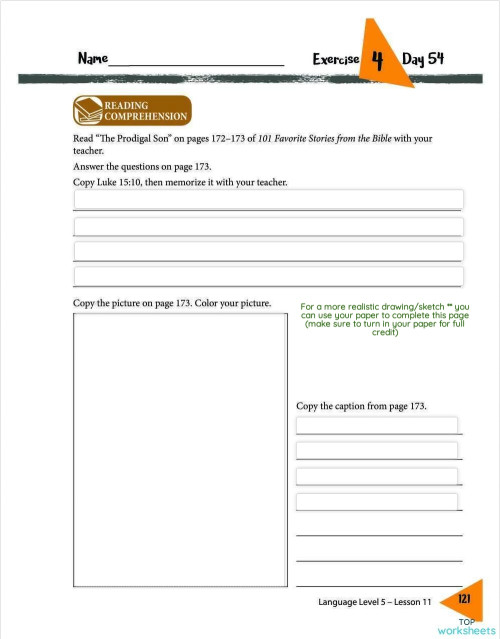Lesson 11: Reading Comprehension Pg 121 Ex 4. Interactive worksheet ...