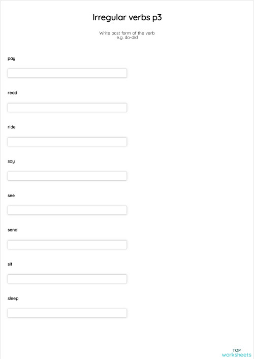 Irregular verbs p3. Interactive worksheet | TopWorksheets