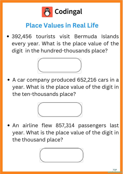 M_G04M02L04_WC02_Real-world Applications of Place Value. Interactive worksheet | TopWorksheets