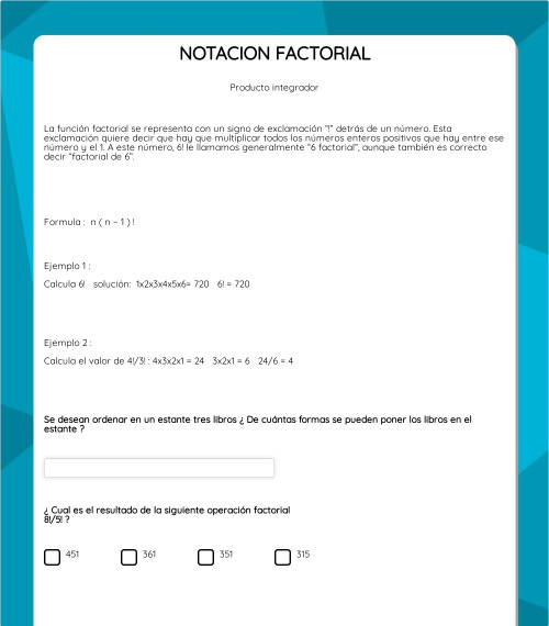 NOTACION FACTORIAL. Ficha interactiva | TopWorksheets
