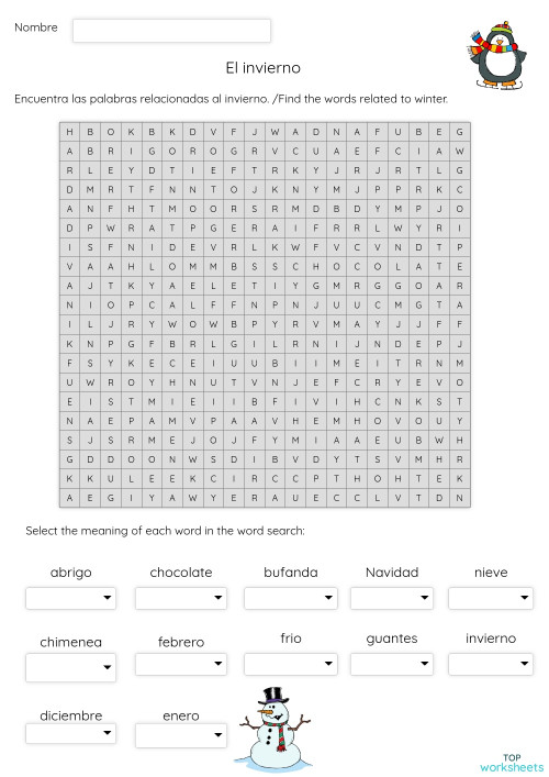 EL INVIERNO. Ficha interactiva | TopWorksheets