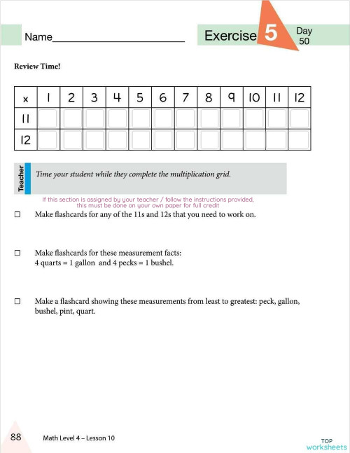 Lesson 10: Exercise 5 Pg 88. Interactive worksheet | TopWorksheets