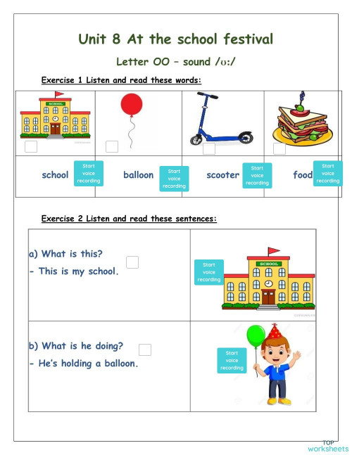 G2 Phonic - Speaking Read aloud Unit 8 At the school festival (Letter ...