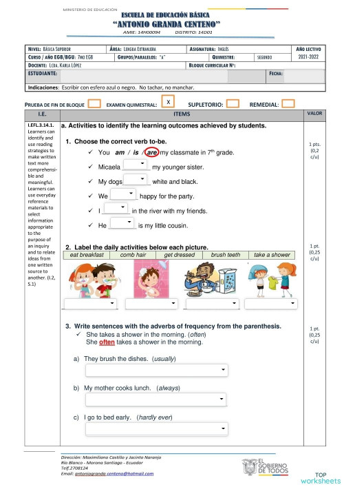 FINAL EXAM 7th grade. Interactive worksheet | TopWorksheets
