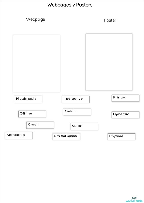 Webpages v Posters. Interactive worksheet | TopWorksheets