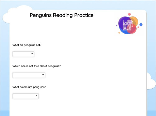 Penguins Reading Practice. Interactive worksheet | TopWorksheets