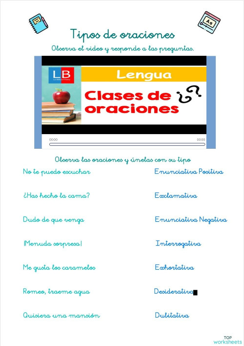 Frases y Oraciones. Ficha interactiva | TopWorksheets