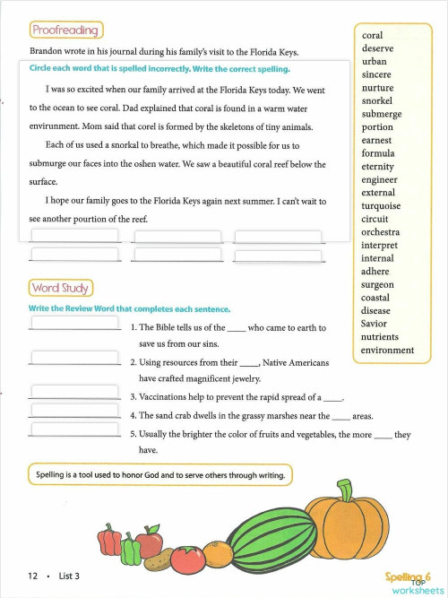 List 3: Proofreading Pg 12. Interactive worksheet | TopWorksheets