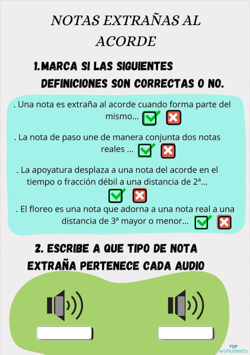 Notas musicales: fichas interactivas y ejercicios online | TopWorksheets