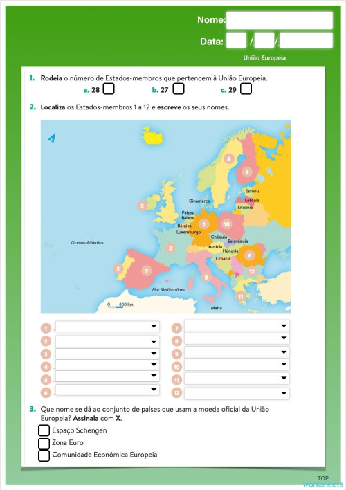 União Europeia. Ficha interativa | TopWorksheets